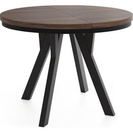 ESSTISCH Strato Black runder ausziehbarer, Eiche Sonoma dunkelbraun 80-160/80/77 cm