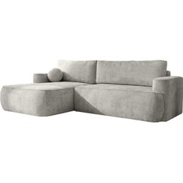 ECKSOFA Marion mit Schlaffunktion & Bettkasten in Chenille Hellgrau, Links 267/154/83 cm