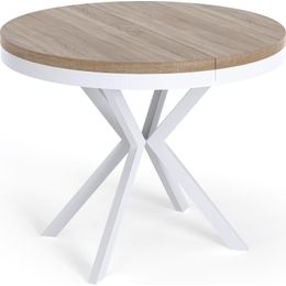 ESSTISCH Cloud runder ausziehbarer, Sonoma Eiche 100-180/100/76 cm