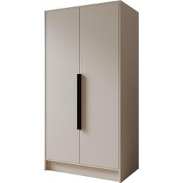 KLEIDERSCHRANK Mono Bis im Skandi-Stil, Dreht&uuml;ren mit Schwarze Metallgriffe, Kaschmir 102/200/51 cm