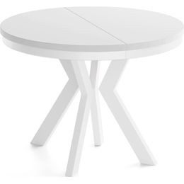 ESSTISCH Savio Wei&szlig; Neo rund ausziehbar verl&auml;ngerbar XXL, Wei&szlig; 100-300/100/77 cm