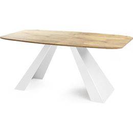 ESSTISCH Monte Wei&szlig; rechteckig ausziehbar, Lancelot Eiche 160-200/80/76 cm