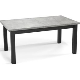 ESSTISCH Davidof rechteckig ausziehbar, Grauer Beton 120-160/80/76 cm