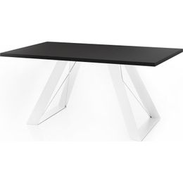 ESSTISCH Colter Wei&szlig; rechteckig ausziehbar, Schwarz 140-240/80/76 cm