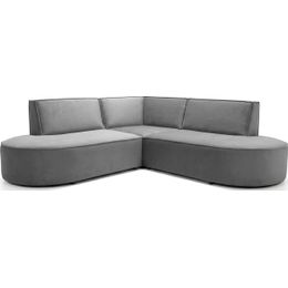 ECKSOFA Nora L-Form 3-Sitzer Universell, Samt, Grau 223/73/223 cm