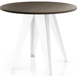 ESSTISCH Griffin runder ausziehbarer, Dunkelgrauer Chicago Beton 90-130/100/76 cm