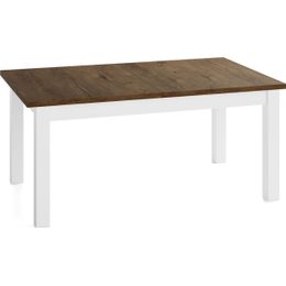 ESSTISCH Lindberg Wei&szlig; ausziehbar verl&auml;ngerbar rechteckig, Eiche Braun Rustikal 150-190/90/77 cm