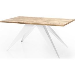ESSTISCH Vance Wei&szlig; rechteckig ausziehbar, Craft Eiche 140-240/80/76 cm