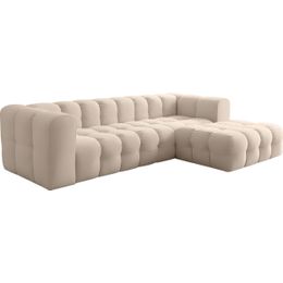 ECKSOFA Mochi L-Form 5-Sitzer Rechts, Samt, Beige 290/75/193 cm