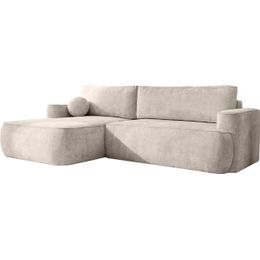 ECKSOFA Marion mit Schlaffunktion & Bettkasten in Chenille Creme, Links 267/154/83 cm