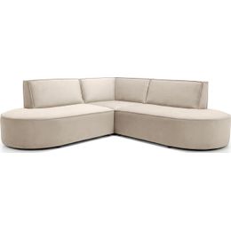 ECKSOFA Nora L-Form 3-Sitzer Universell, Samt, Beige 223/73/223 cm
