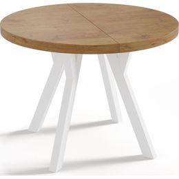 ESSTISCH Twixy runder ausziehbarer, Lancelot Eiche 100-200/100/76 cm