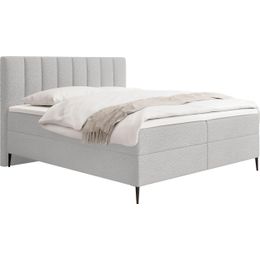 BOXBETT Allen mit Bettkasten, Boucle Grau 120x200 cm &ndash; inkl. H4 Taschenfederkern Matratze & Foam Topper