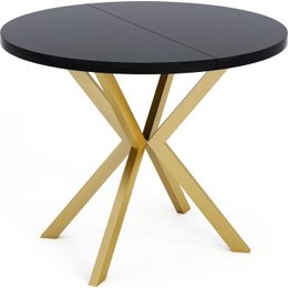 ESSTISCH Flora runder ausziehbarer, Schwarz 120-200/120/76 cm