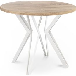 ESSTISCH Austin runder ausziehbarer, Sonoma Eiche 100-180/100/76 cm