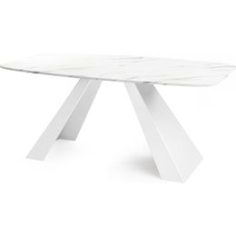 ESSTISCH Monte Wei&szlig; rechteckig ausziehbar, Marmor Wei&szlig; 160-200/80/76 cm