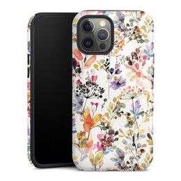 DeinDesign iPhone 12 Pro Max Handy Panzer Handyh&uuml;lle robuste Outdoor H&uuml;lle Schutzh&uuml;lle gl&auml;nzend Pastel Flower Muster Tough Case