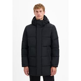 Parka NO EXCESS "NO EXCESS Langer Steppparka Jacket Long Parka Hood Padded", Herren, Gr. L, schwarz, 100% Polyester, Jacken Parka