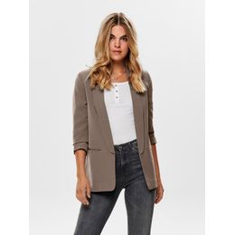 Kurzblazer Only "ONLELLY 3/4 LIFE BLAZER TLR NOOS", Damen, Gr. 42 (XL), braun (walnut), Web, Obermaterial: 95% Polyester, 5% Elasthan, unifarben, sehr figurbetont normal, Blazer Kurzblazer, Materialmix, regular fit
