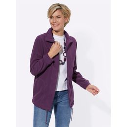 Fleecejacke Casual Looks, Damen, Gr. 36, lila (pflaume), 100% Polyester, unifarben, l&auml;ssig geschnitten, Jacken Fleecejacke