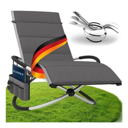 Relax-Schaukelliege inkl. Seitentasche Grau-kariert + Auflage Anthrazit