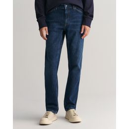 Regular-fit-Jeans Gant "REGULAR Gant JEANS", Herren, Gr. 38, L&auml;nge 32, blau (dunkelblau worn in), Denim/Jeans, Obermaterial: 97% Baumwolle, 2% Polyester, 1% Elasthan, regular fit, Jeans