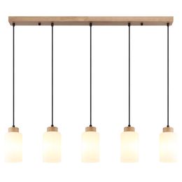 Globo LIGHTING H&auml;ngeleuchte "ROWENA", braun, 5, H: 120cm, 1 Stk., Leuchten, Holz-Pendelleuchte breit, Opalglas, E27, k&uuml;rzbar, H&auml;ngeleuchte