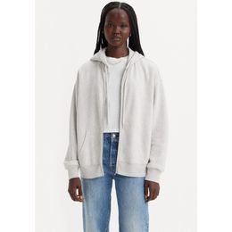 Levi's Kapuzensweatjacke LEVI'S "EVERYDAY ZIP HOODIE", Damen, Gr. XS (34), orbit heather gray brushed fleece, Sweatware, Obermaterial: 58% Baumwolle, 42% Polyester, unifarben, regular fit normal, ohne Ausschnitt, elastischer Bund, Sweatjacken, mit Logo Stickerei