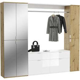 Garderoben-Set Home Affaire "TRONDHEIM, 5-teilig, Breite 212cm, individuell platzier- & erweiterbar", braun (artisan eiche nachbildung, wei&szlig;, wei&szlig; hochglanz), B:212cm H:193cm T:34cm, Holzwerkstoff, Kastenm&ouml;bel-Sets, Garderobenschrank, Kleiderschrank, Schrankkombination, Garderobe