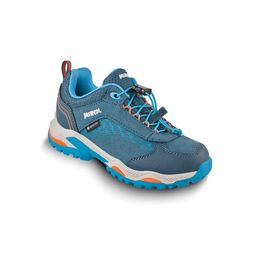 Outdoorschuh Meindl "Meindl Wisper Junior GORE-TEX", Damen, Gr. 27, bunt (petrol, orange), Mesh, Veloursleder, unifarben, Basic, Schuhe Outdoorschuh, GORE-TEX &ndash; Winddicht, wasserdicht und atmungsaktiv
