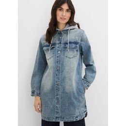 bonprix Jeansjacke mit Kapuze, blau, Gr.50, Jeansjacke mit Kapuze, 98% Baumwolle