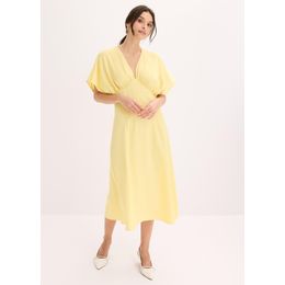 bonprix Midikleid aus gl&auml;nzendem Satin, gelb, Gr.36, elegantes Midikleid im Empire-Stil