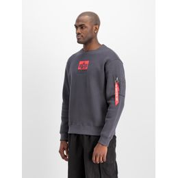 Sweater Alpha Industries "Satin Logo Sweatshirt", Herren, Gr. L, grau (vintage grau), Obermaterial: 80% Baumwolle, 20% Polyester, regular fit, Sweatshirts Sweater