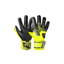 Torwarthandschuhe Reusch "Attrakt Duo", Damen, Gr. 8,5, gelb (gelb, schwarz), 60% Elastodien, 30% Polyester, 5% Polyamid, 5% Lederimitat, mehrfarbig, Handschuhe, mit maximalem Grip