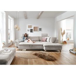 Ecksofa DIE PLANBAR "MP-IN14007, Breite 306 & 318 cm w&auml;hlbar", beige (ecru), B:306cm H:84cm T:197cm, 100% Polyester, Sofas, Ecksofa, wahlweise mit Bettfunktion und verstellbaren Kopfst&uuml;tzen, in Cord