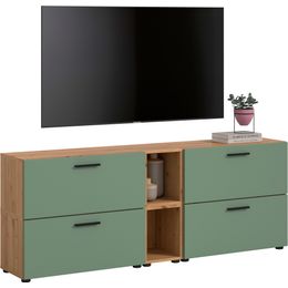 Schrank-Set Home Affaire "ENESTE, 6-teilig, in verschiedenen Farben, individuell kombinierbar", artisan eiche nachbildung, smoke gr&uuml;n, B:176cm H:34cm T:67cm, Spanplatte, Kastenm&ouml;bel-Sets, Stauraumelement, Kombination, Wohnkombination, Schrankwand, Lowboard