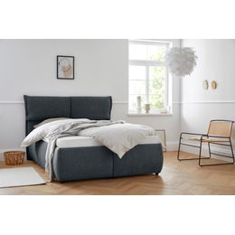 Polsterbett OTTO HOME "Jenson", blau (dunkelblau), B:168cm L:225cm, Struktur weich (85% Polyester/15% Nylon), Betten, Polsterbett, als Bettgestell oder mit 3 Matratzenarten und H&auml;rtegraden
