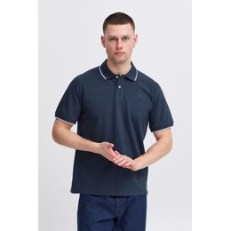 Poloshirt Blend "BHEdin", Herren, Gr. S, blau (marineblaus), Web, 100% Baumwolle, unifarben, normal normal, V-Ausschnitt, breiter Bund, Shirts, L&auml;ssiges Poloshirt