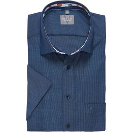 Kurzarmhemd MARVELIS, Herren, Gr. 40, N-Gr, marine, Web, Obermaterial: 100% Baumwolle, comfort fit normal, Hemden, comfort fit, b&uuml;gelfrei, mit Struktur, Businesshemd