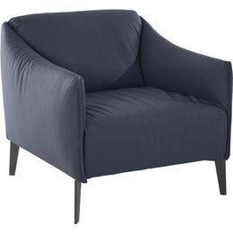 Cocktailsessel W.Schillig "sally Designsessel, zeitlos und bequem, tolle Verarbeitungsdetails", blau (blau z59), B:84cm H:78cm T:84cm, Longlife Xtra-Leder Z59: Glattleder mit modischer Pr&auml;gung. Hautst&auml;rke 0, 9 - 1, 1 mm., Sessel, Cocktailsessel, mit Metall-Winkelf&uuml;&szlig;en in Schwarz pulverbeschichtet