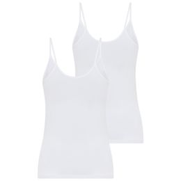 Spaghettitop YSABEL MORA, Damen, Gr. XXL, wei&szlig;, Single Jersey, Obermaterial: 95% Baumwolle, 5% Elasthan, figurbetont h&uuml;ftlang, V-Ausschnitt, Tops, Baumwollmix, elastisch, atmungsaktiv, weich