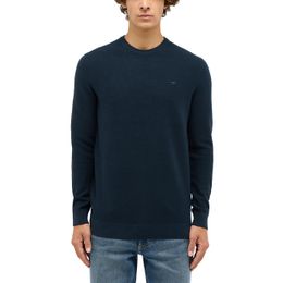 Sweater Mustang "Herren Style Elliot", Herren, Gr. L, blau (navy), Strick, 100% Baumwolle, regular fit, Rundhals, Sweatshirts Sweater