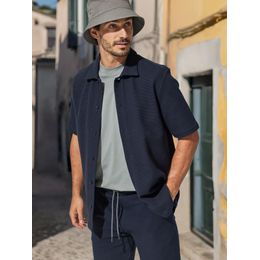 Poloshirt Lerros "Poloshirt mit durchgehender Knopfleiste, unifarben", Herren, Gr. L, classic navy, 85% Baumwolle, 12% Polyester, 3% Elasthan, ohne Ausschnitt, Shirts