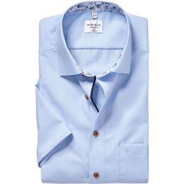 Kurzarmhemd MARVELIS, Herren, Gr. 38, N-Gr, rauchblau, Web, Obermaterial: 100% Baumwolle, kontrastfarbene Details, unifarben, tailliert normal, Hemden, mit New-Kentkragen, b&uuml;gelfrei, modern fit