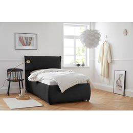 Polsterbett OTTO HOME "Jenson", grau (anthrazit), B:128cm L:225cm, Struktur weich (85% Polyester/15% Nylon), Betten, Polsterbett, als Bettgestell oder mit 3 Matratzenarten und H&auml;rtegraden
