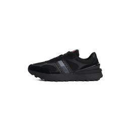 Sneaker Tommy Jeans "TJM TECHNICAL RUNNER ESS", Herren, Gr. 41, schwarz, Leder, Textil, unifarben, Schuhe Sneaker, Freizeitschuh, Halbschuh, Schn&uuml;rschuh mit gepolstertem Schaftrand