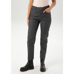 Straight-Jeans Aniston SELECTED, Damen, Gr. 46, N-Gr, grau (anthra, meliert), Jeans, Obermaterial: 81% Baumwolle, 17% Polyester, 2% Elasthan, unifarben, Basic, Basic 7/8-L&auml;nge, Jeans Straight-Jeans, in Straight-Form und mit moderner Waschung, Topseller