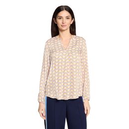 Schlupfbluse Cartoon "Damen mit Muster", Damen, Gr. 34, blau, apricot, Obermaterial: 100% Viskose, gerade normal, V-Ausschnitt, Blusen Schlupfbluse