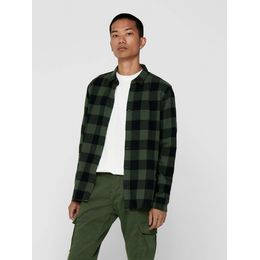 Only & Sons Karohemd ONLY & SONS "GUDMUND LS CHECKED SHIRT", Herren, Gr. L (52), N-Gr, gr&uuml;n (gr&uuml;n, kariert), Web, Obermaterial: 100% Baumwolle, kariert, schmal, Hemden Karohemd