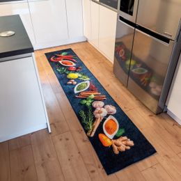 K&uuml;chenl&auml;ufer Sehrazat "Caimas 3007", multicolor, B:50cm H:6mm L:180cm, Polyester, Teppiche, Bedruckt, waschbar, rutschhemmend, K&uuml;chen Gew&uuml;rze